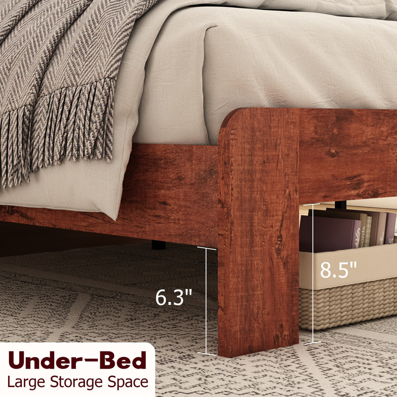 Gracie Oaks Queen Bed Frame with Headboard and Footboard Brown